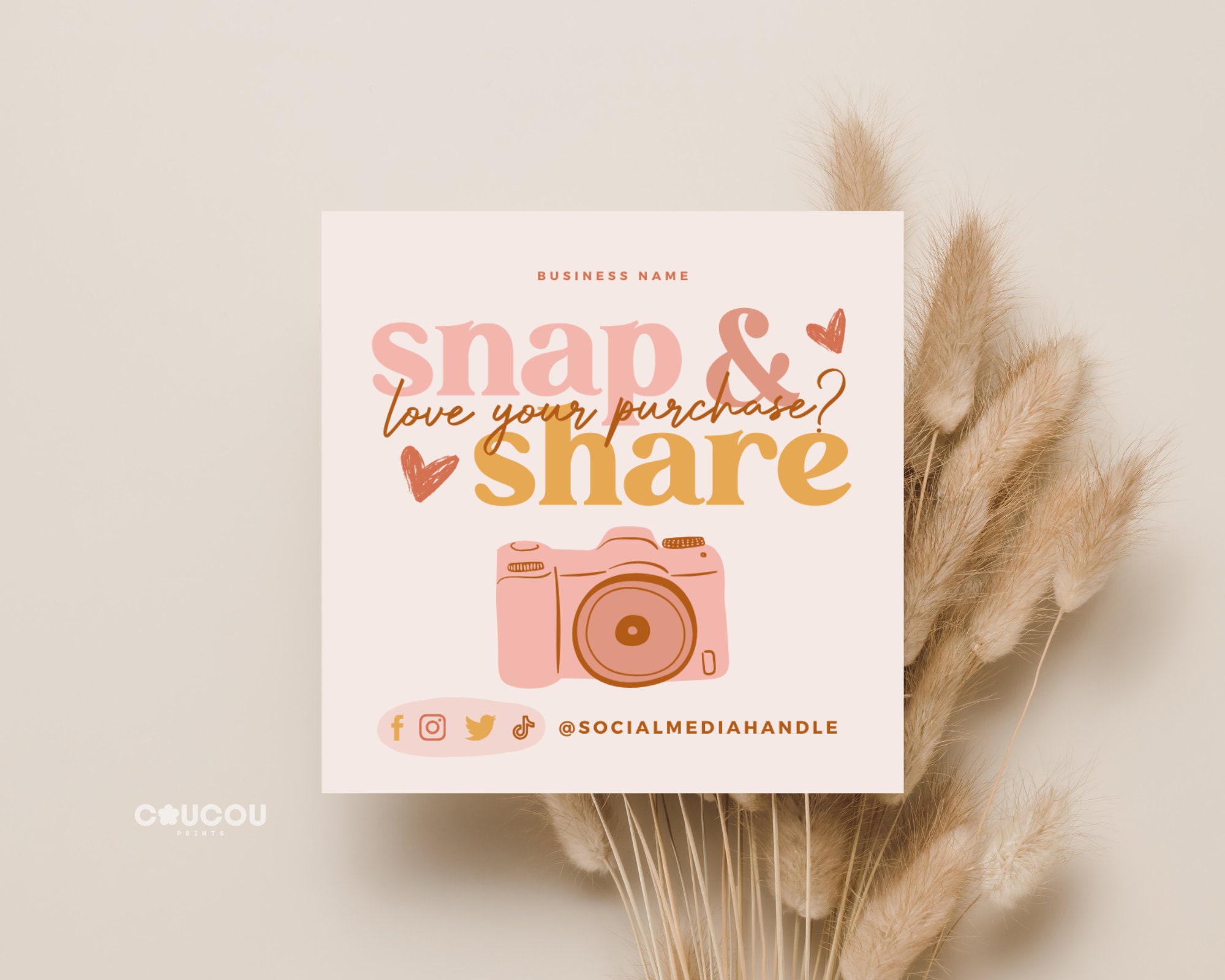 Printable Snap and Share Card Template, Editable Social Media Card ...