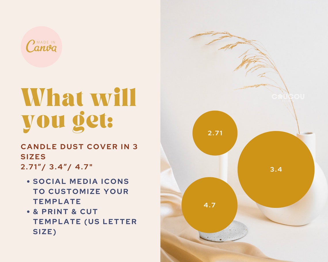 Editable Candle Dust Cover Template, Small Business Candle Label Canva ...