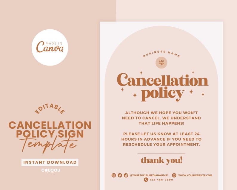 Editable Cancellation Policy Template, Retro Cancellation Spa Policies ...