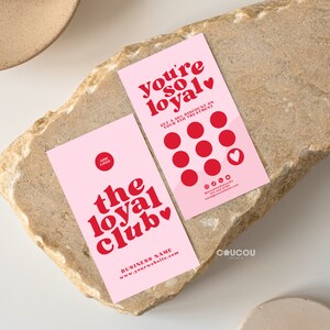 Pink Loyalty Card Template Canva, Editable Customer Punch Card ...
