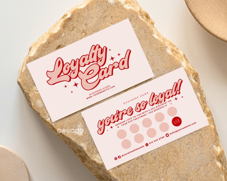 Retro Loyalty Card Template, Editable Loyalty Rewards Card Design ...