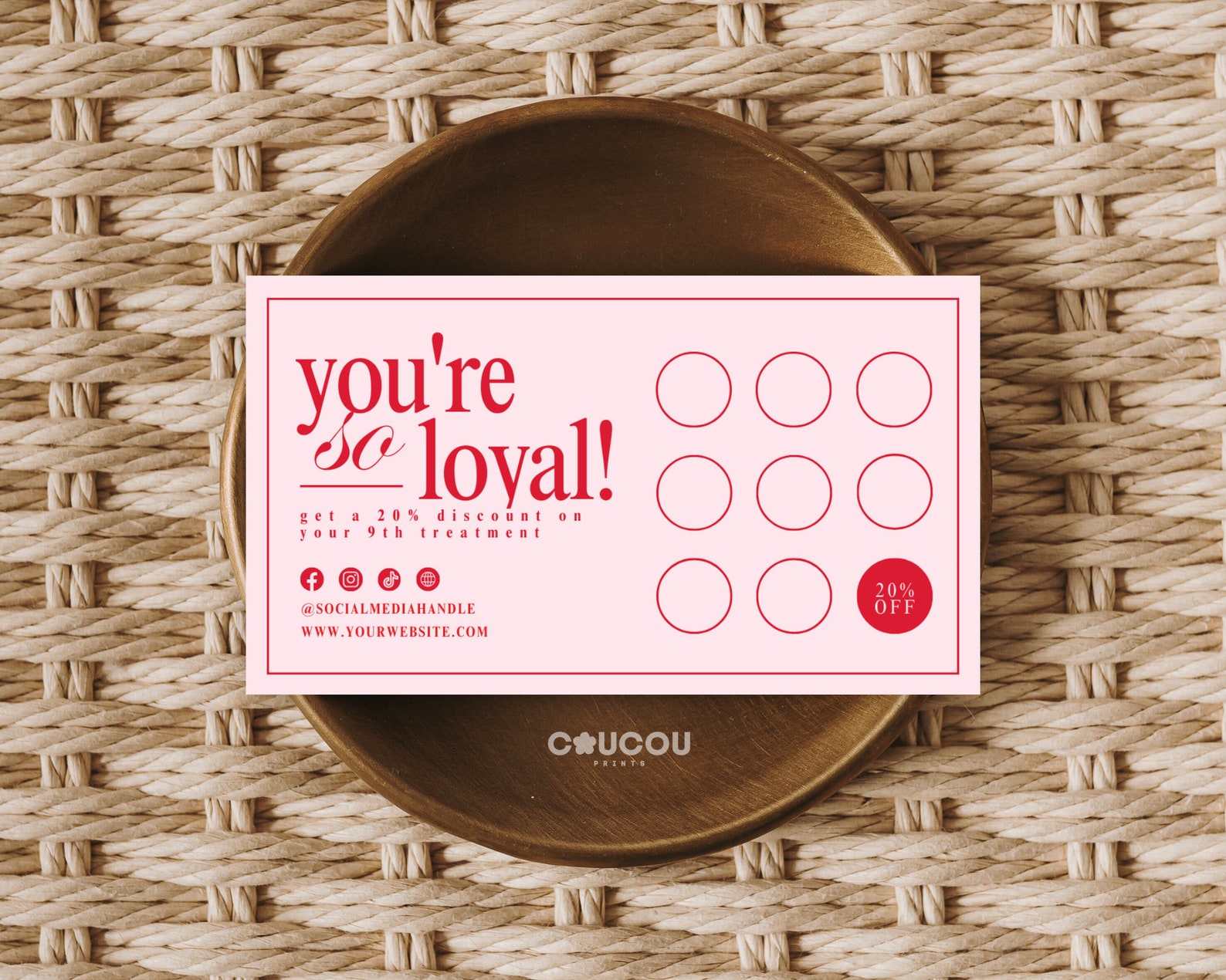Pink Loyalty Card Template Editable, Loyalty Rewards Card Design, DIY ...