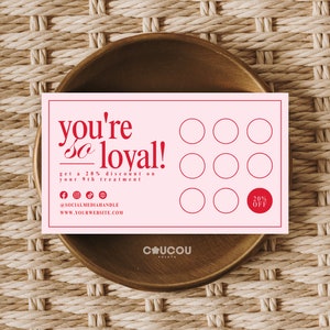 Pink Loyalty Card Template Editable, Loyalty Rewards Card Design, DIY ...