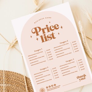 Retro Price List Template Canva, Editable Payment Sign, Printable Salon ...