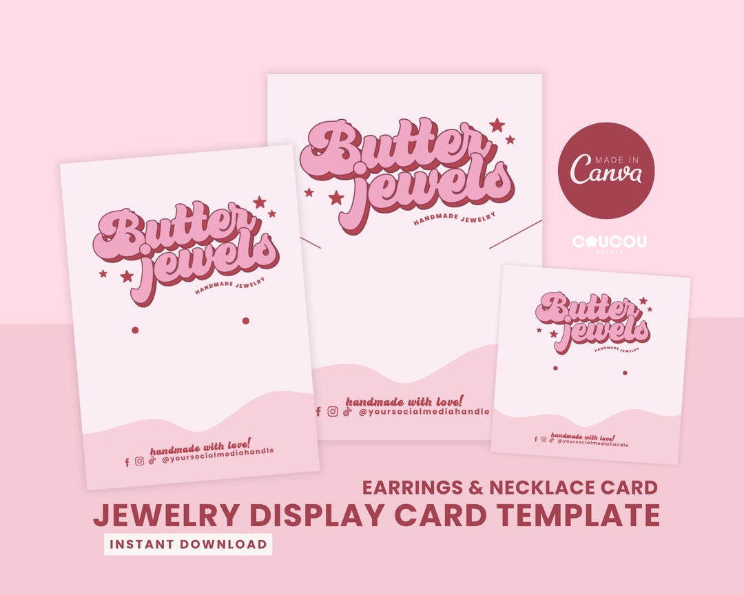 Custom Jewelry Display Card Template, Editable Earring Card Packaging ...