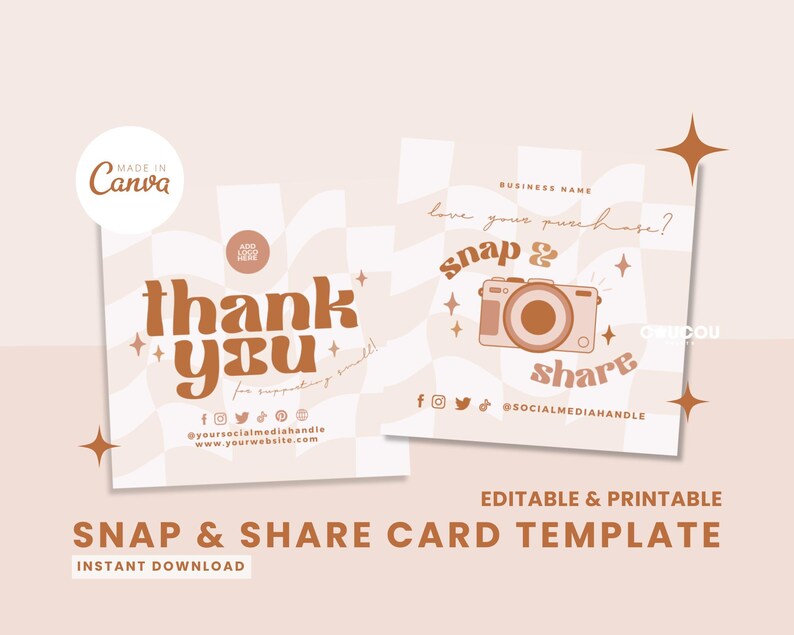 Retro Snap and Share Card Template, Editable Social Media Card, DIY ...