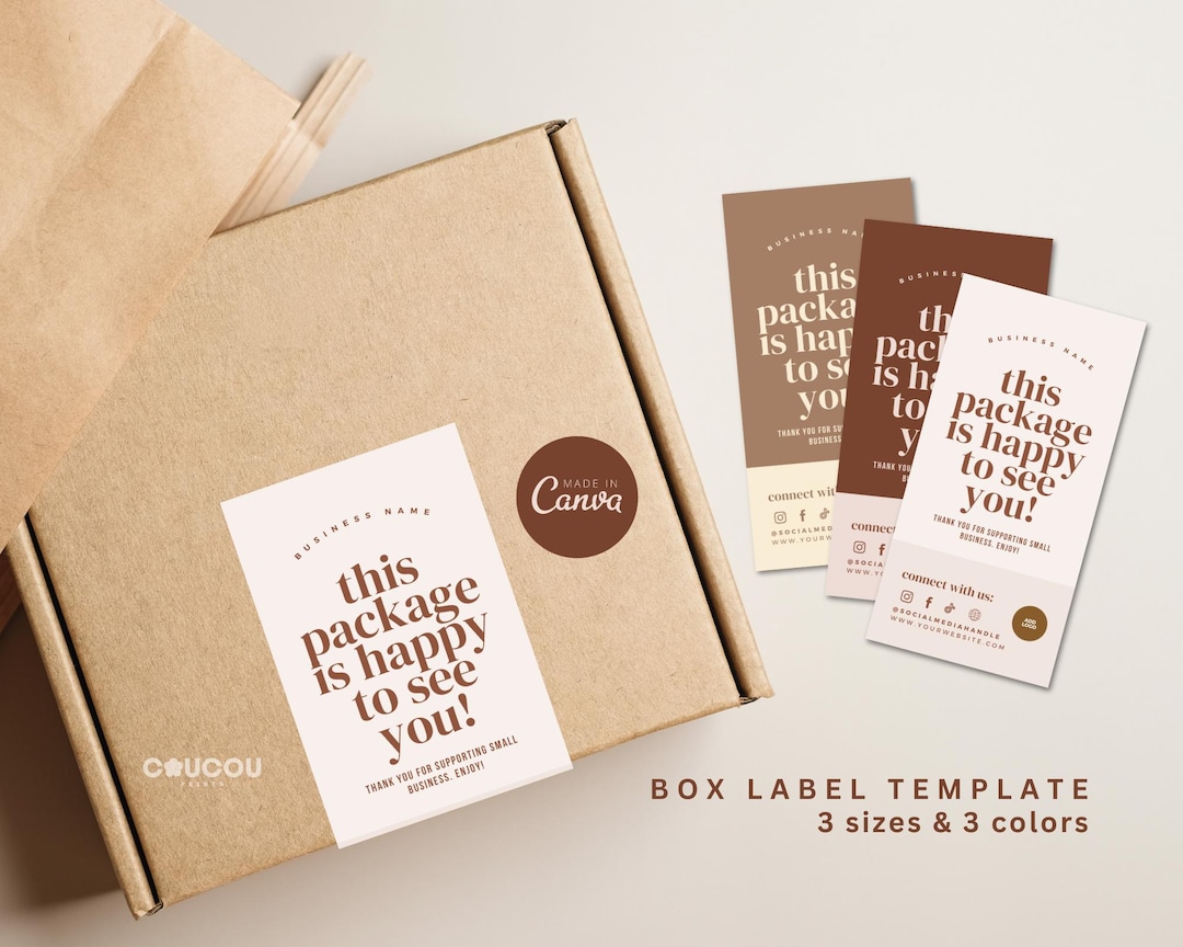 Box Seal Label Design Canva, Custom Box Label Template, DIY Printable ...