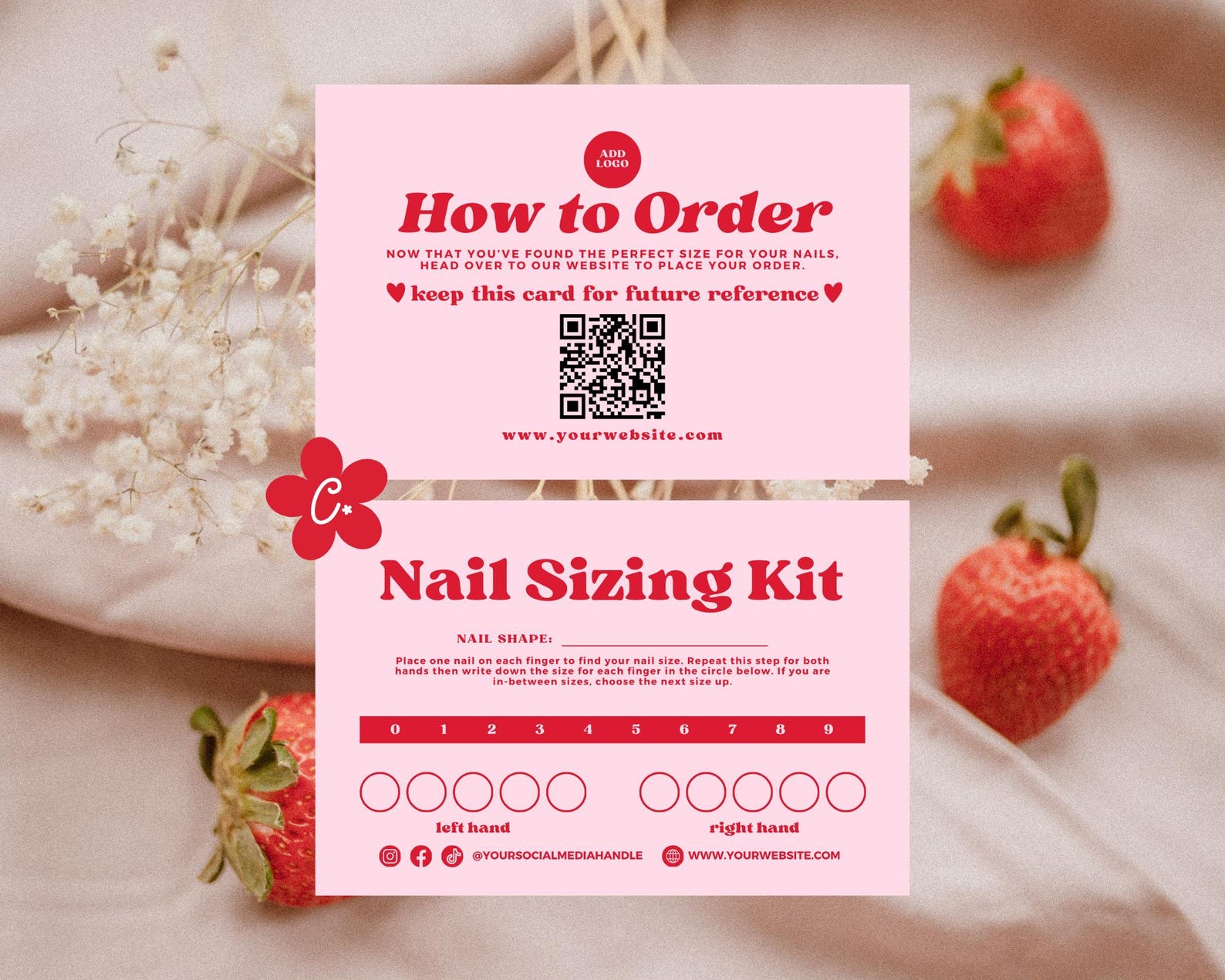 Press on Nails Template Card, Printable False Nail Sizing Kit Design ...