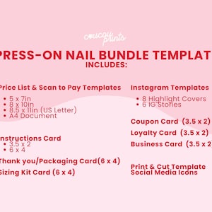 Pink Press on Nail Business Bundle, Nails Product Packaging Card, How ...