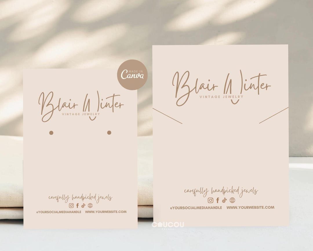 Jewelry Display Card Template, Editable Earring Card, Printable ...