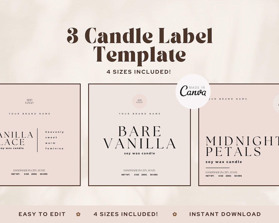 Editable Candle Label Template, Modern Candle Label Designs, Printable ...