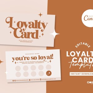 Retro Loyalty Card Template Canva, Printable Rewards Card Design, DIY ...