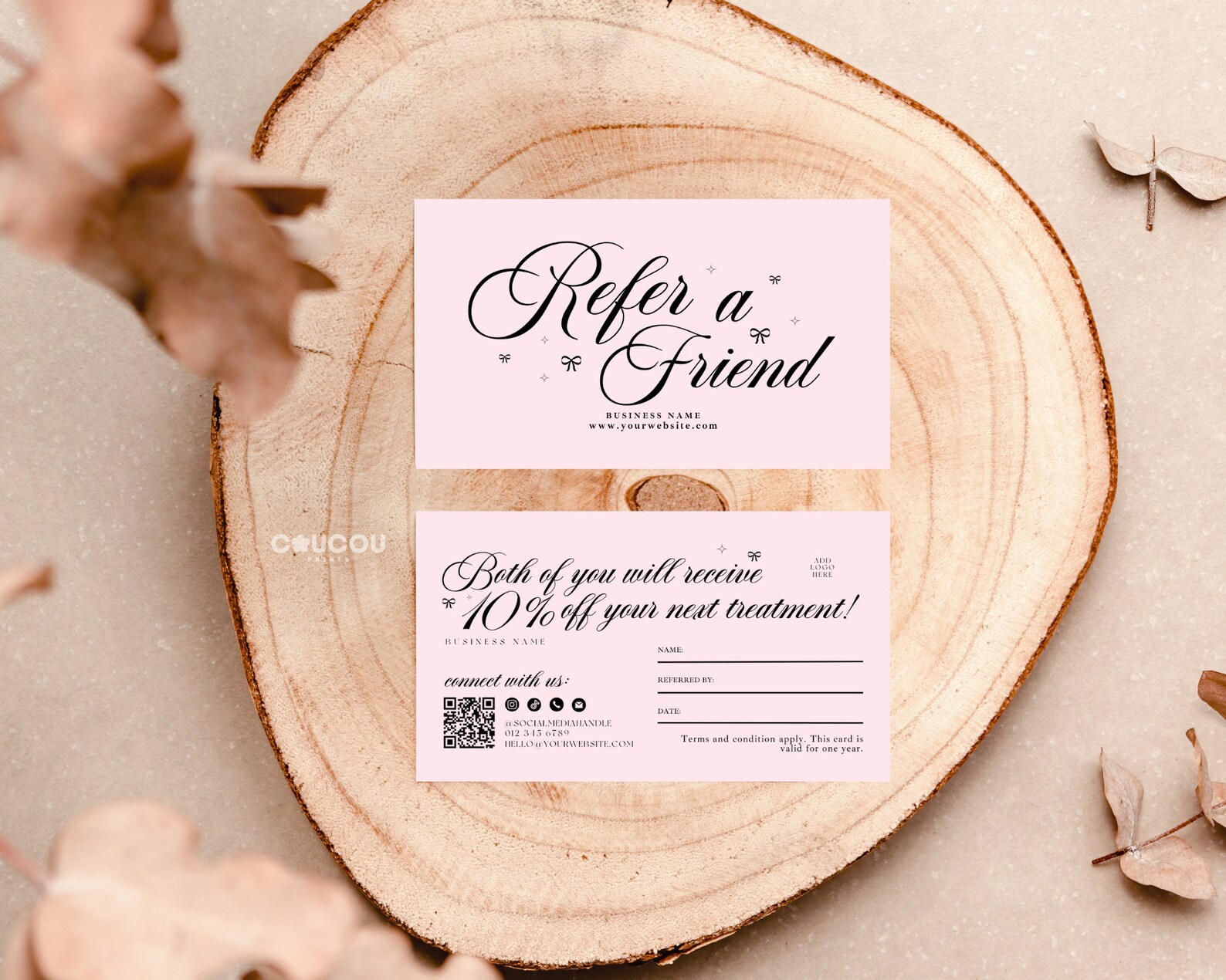 Referral Card Template, Printable Refer a Friend Template, Loyalty Reward Card Editable, Modern ...