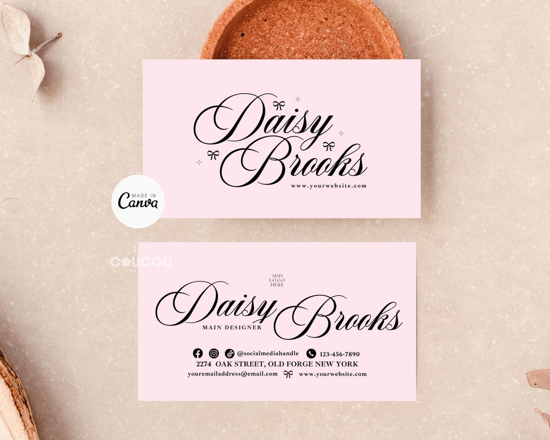 Printable Pink Business Card Template QR Code, DIY Calling Card, Modern ...