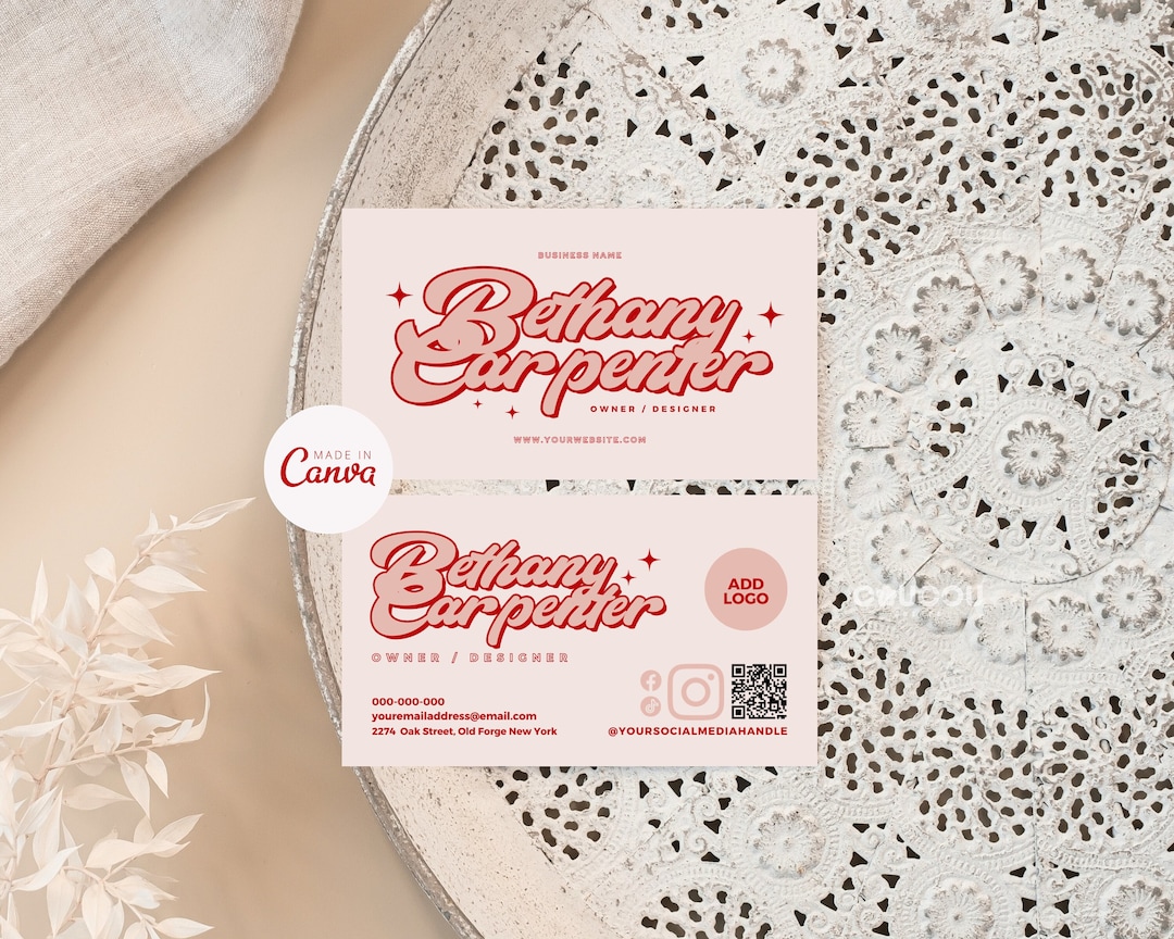 Editable Business Card Template QR Code DIY Calling Card - Etsy