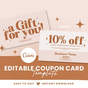 Editable Coupon Card Canva Template, Printable Business Promo Card ...