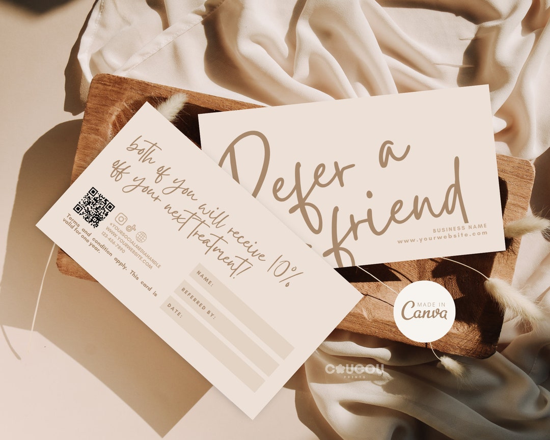 Refer a Friend Card Template, Customer Loyalty Referral Card, Modern ...