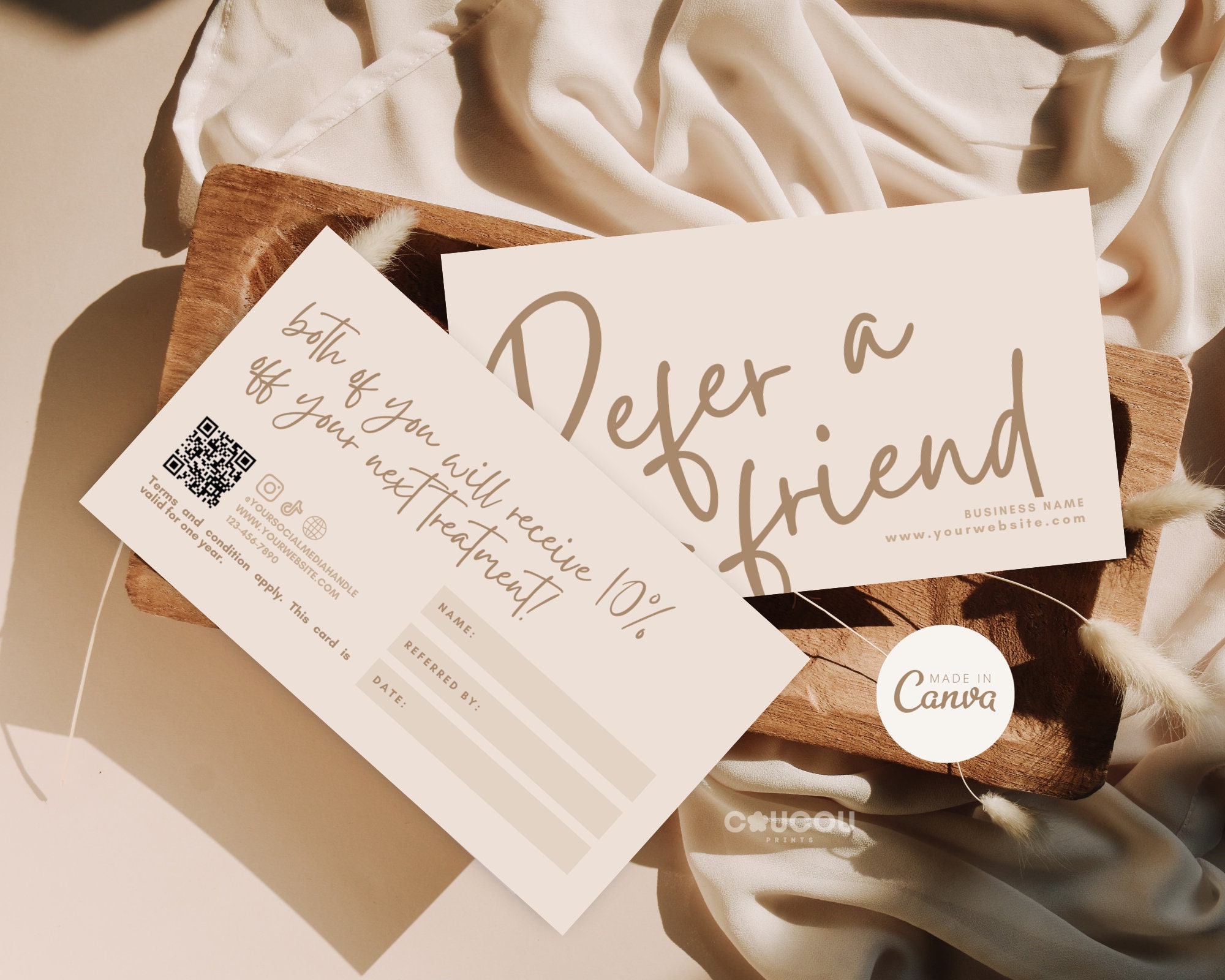 Refer a Friend Card Template, Customer Loyalty Referral Card, Modern Rewards Client Discount ...