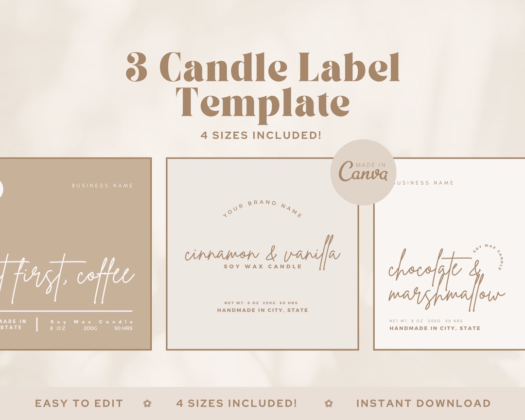 Candle Label Editable Template, Custom Candle Labels Design, Printable ...