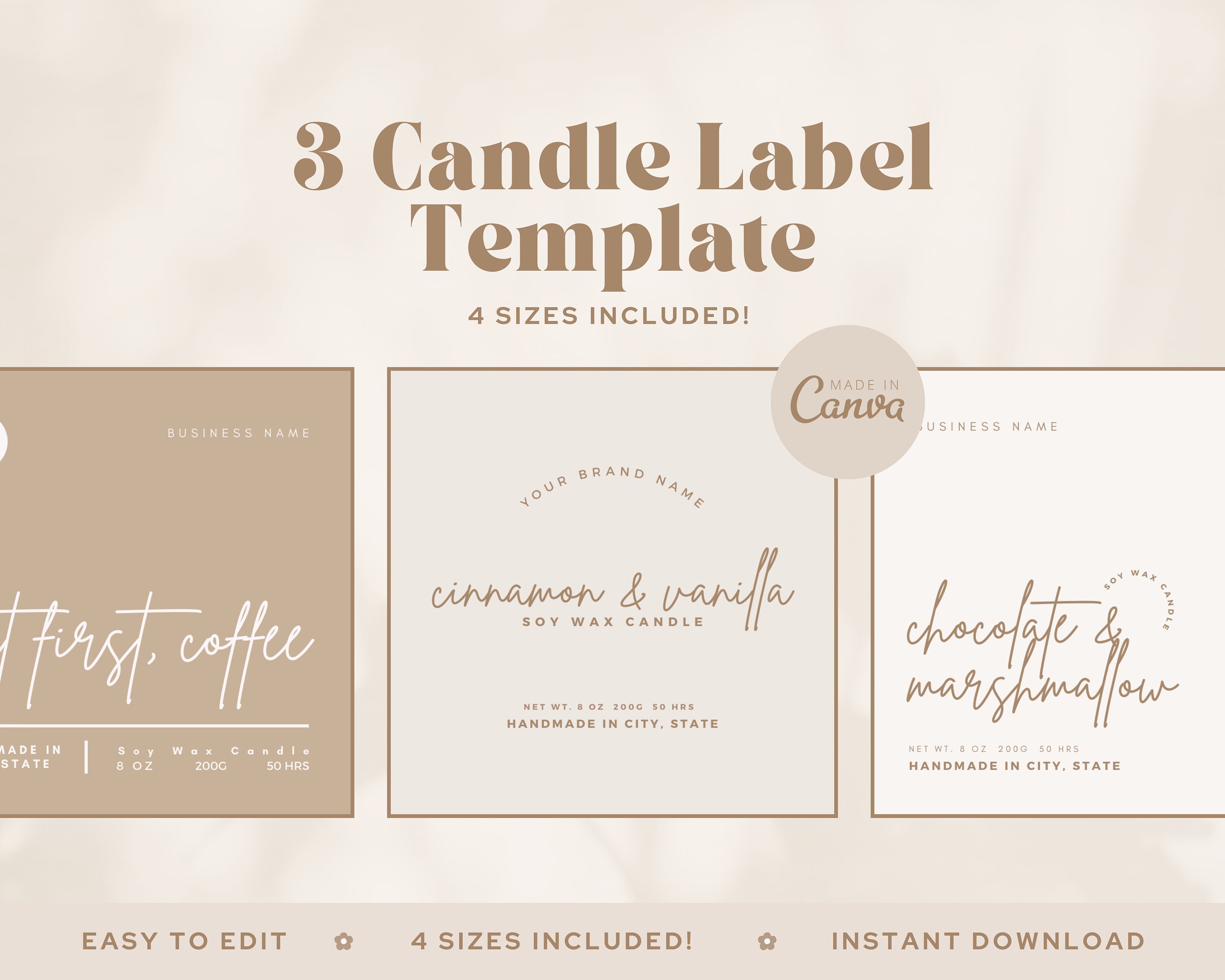 Candle Label Editable Template, Custom Candle Labels Design, Printable ...