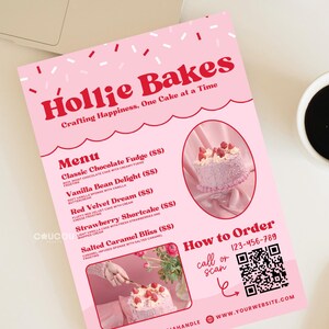 Pink Bakery Marketing Flyer Canva Template, Premade Cupcake Cake ...