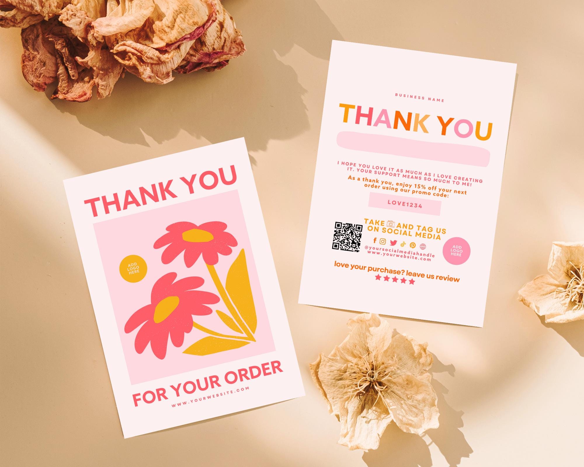 Printable Business Thank You Card Template, Editable Thank You for Your ...