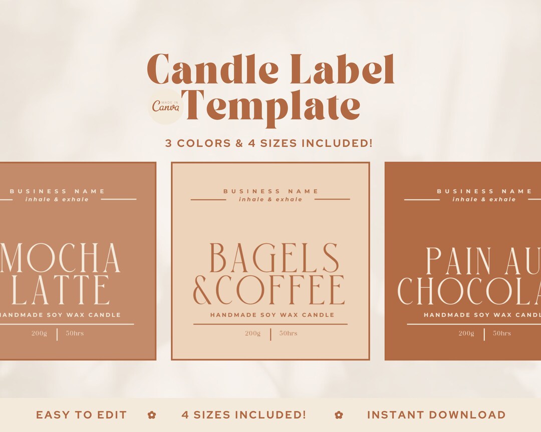 Candle Label Editable Template, Custom Candle Labels Design, Printable ...