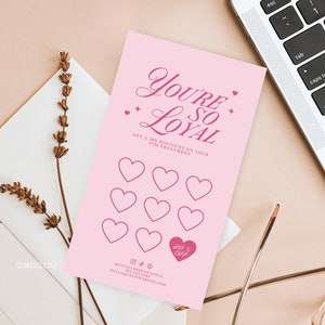 Pink Loyalty Card Template Canva, Editable Customer Punch Card ...