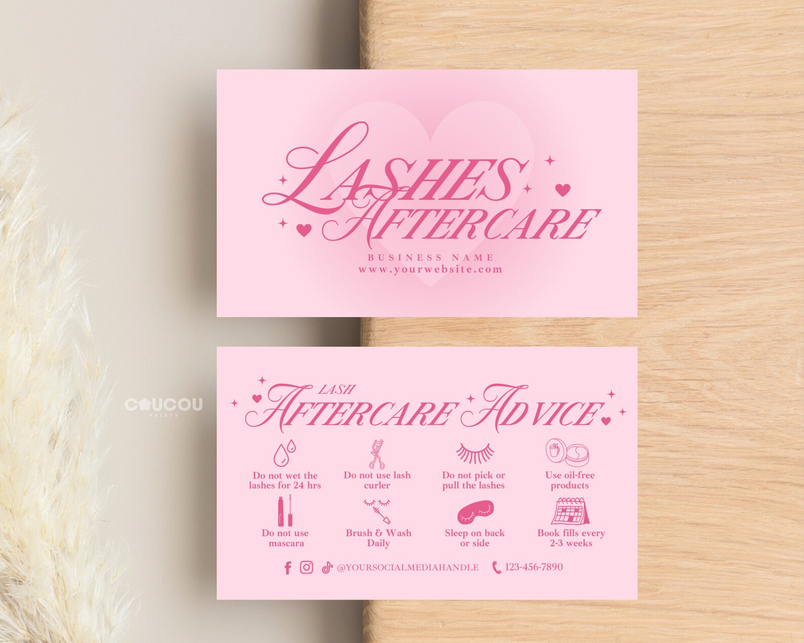Editable Lash Aftercare Card Template, Printable Aftercare Lash Cards ...
