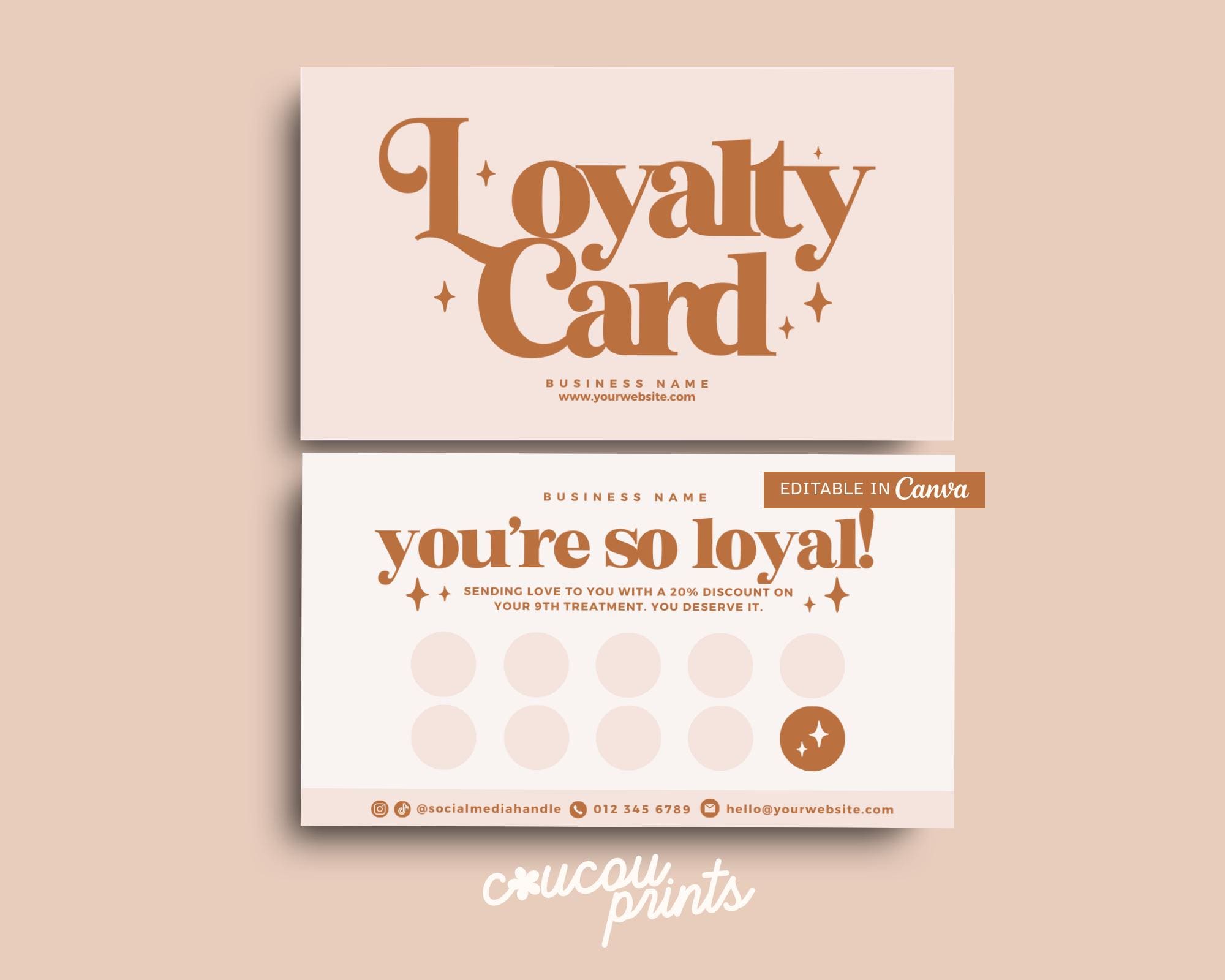 Retro Loyalty Card Template Canva, Printable Rewards Card Design, DIY ...