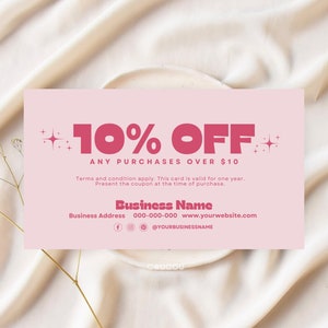 Pink Retro Coupon Card Template, Printable Business Coupon Canva Card ...