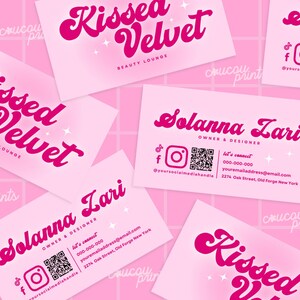 Printable Pink Business Card Template QR Code, DIY Calling Card, Modern ...