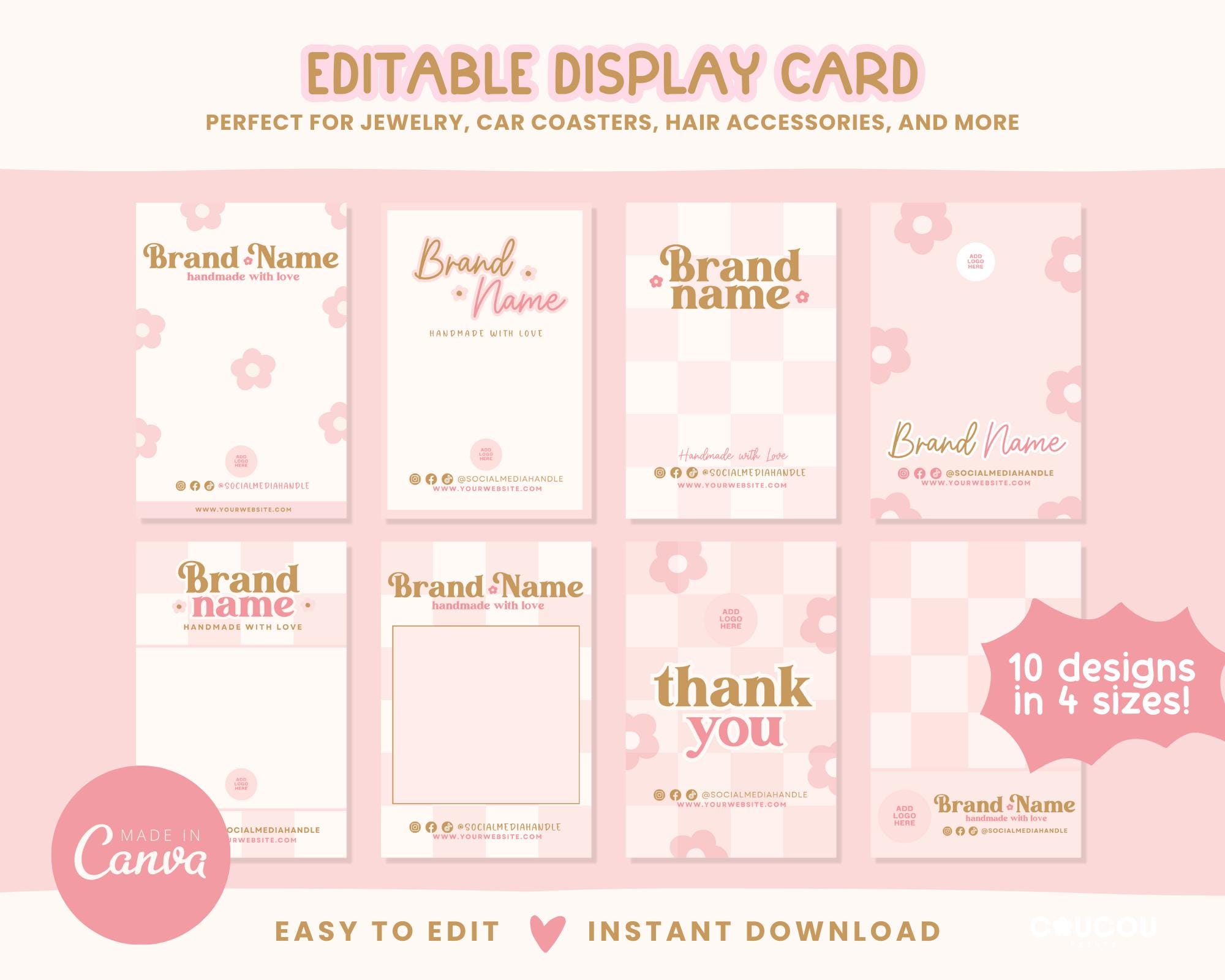 Cute Display Card Templates Canva, DIY Jewelry Product Display Cards ...