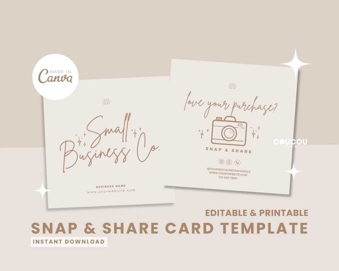Editable Snap and Share Card Template, Social Media Card, Thank You ...
