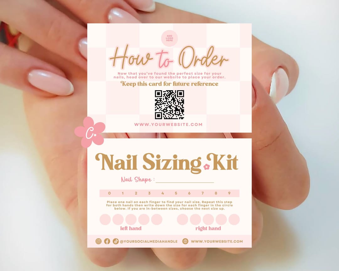 Press on Nails Template Card, Printable False Nail Sizing Kit Design ...