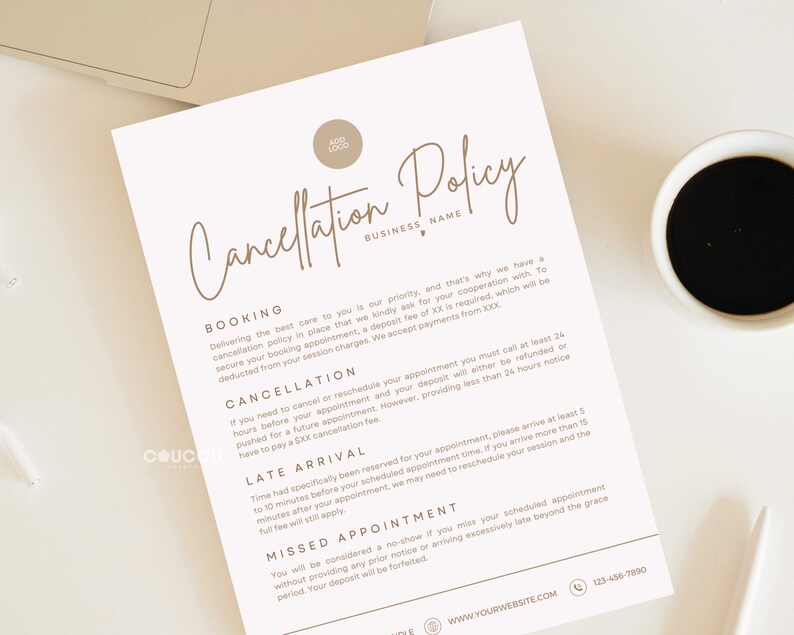 Editable Cancellation Policy Form, Modern Policy Template, Cancelation ...