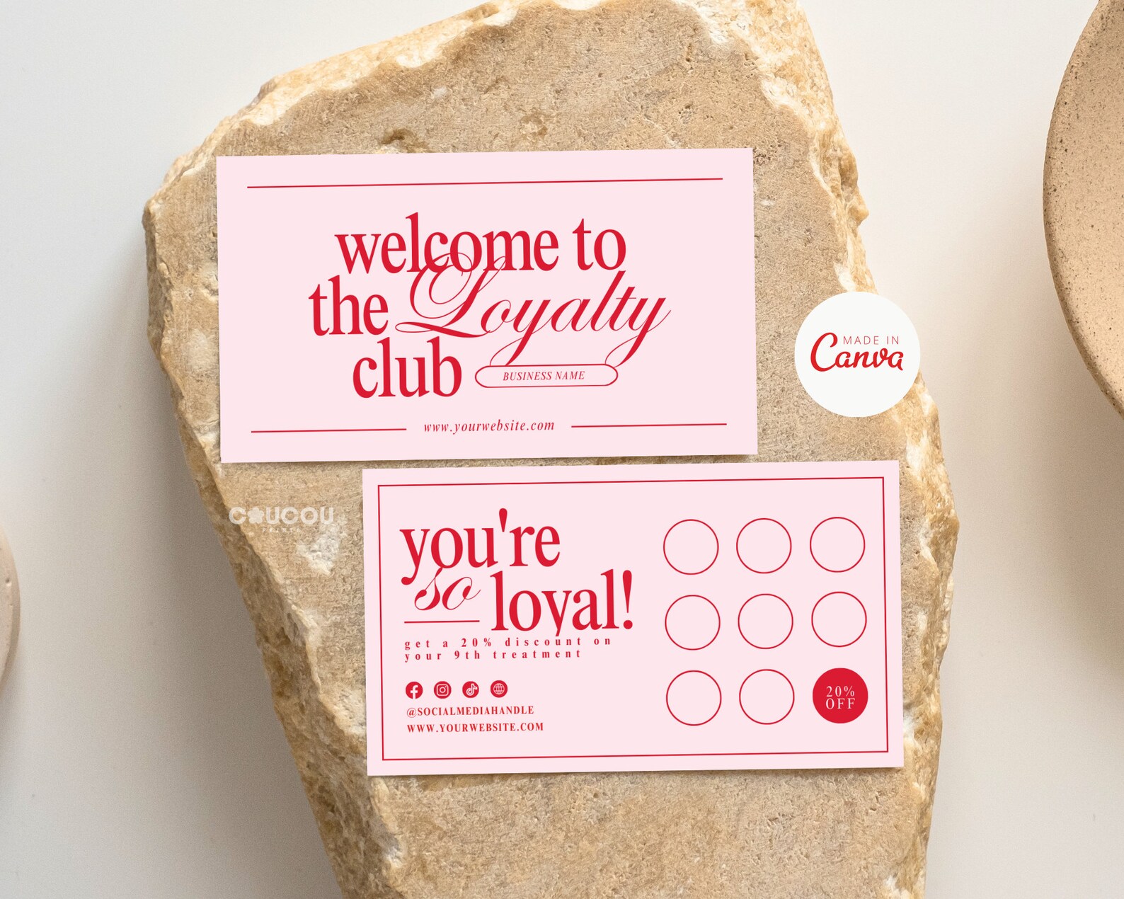 Pink Loyalty Card Template Editable, Loyalty Rewards Card Design, DIY ...