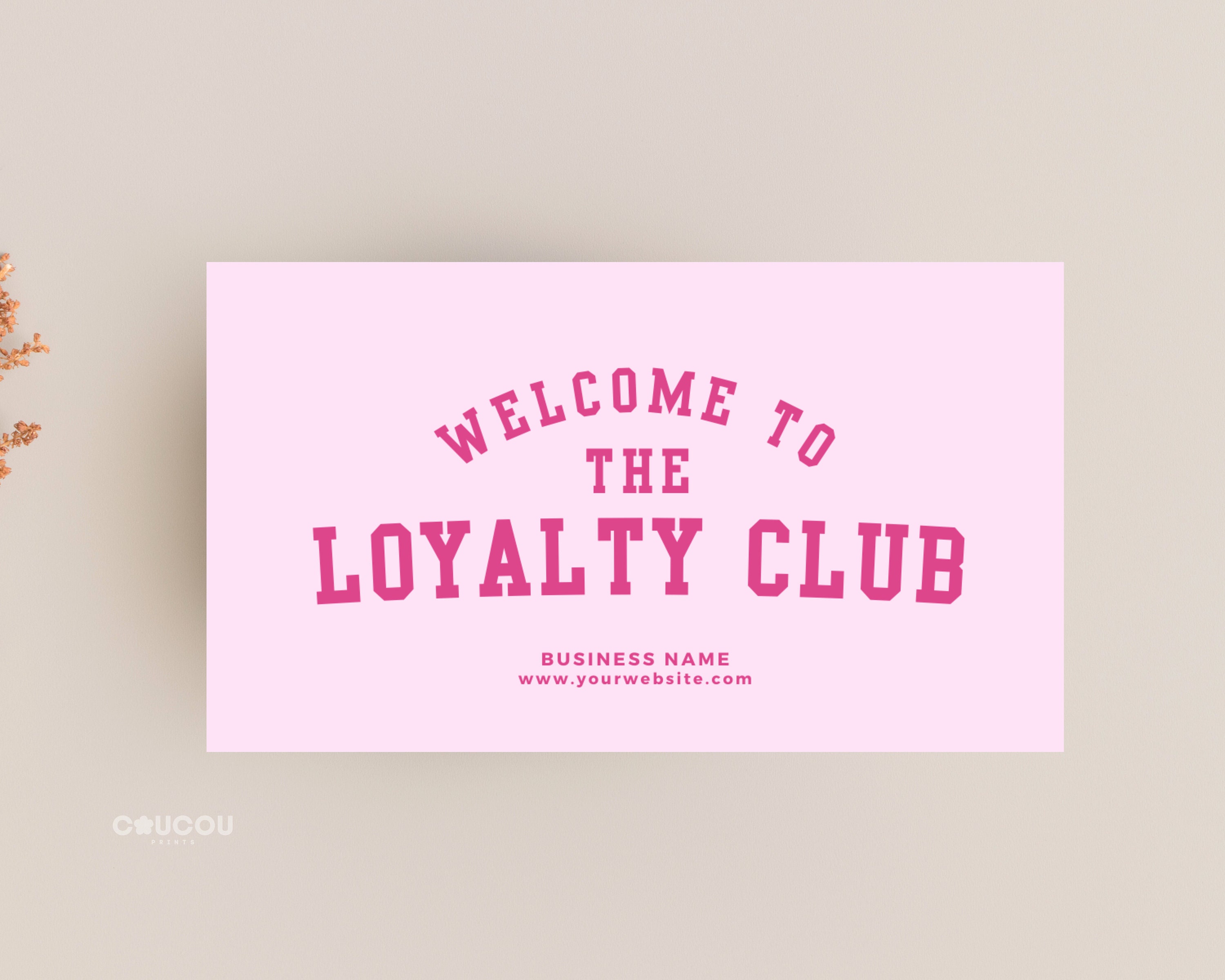 Pink Loyalty Card Template Canva, Editable Customer Punch Card ...