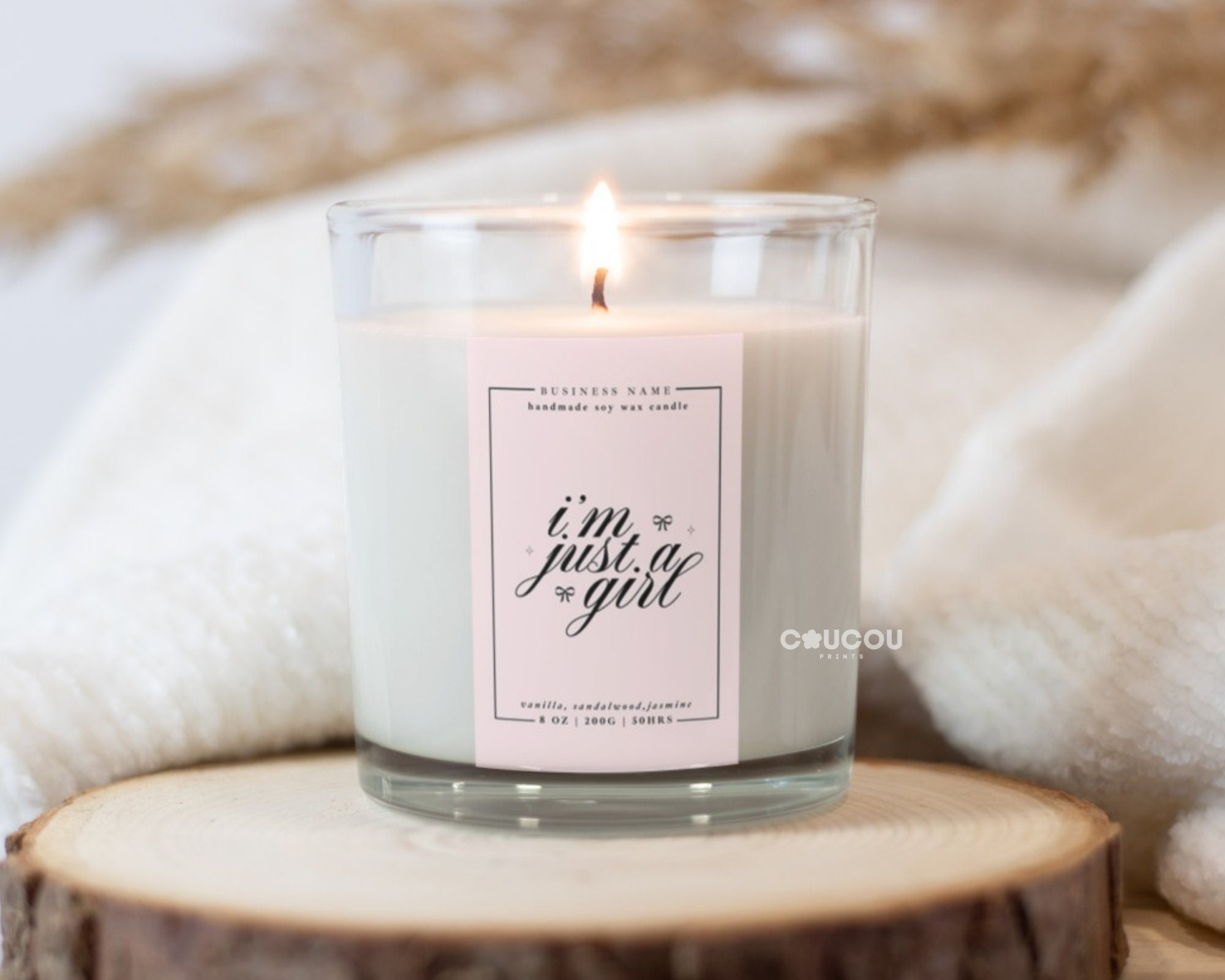 Printable Pink Candle Label Template, Custom Candle Labels Design ...