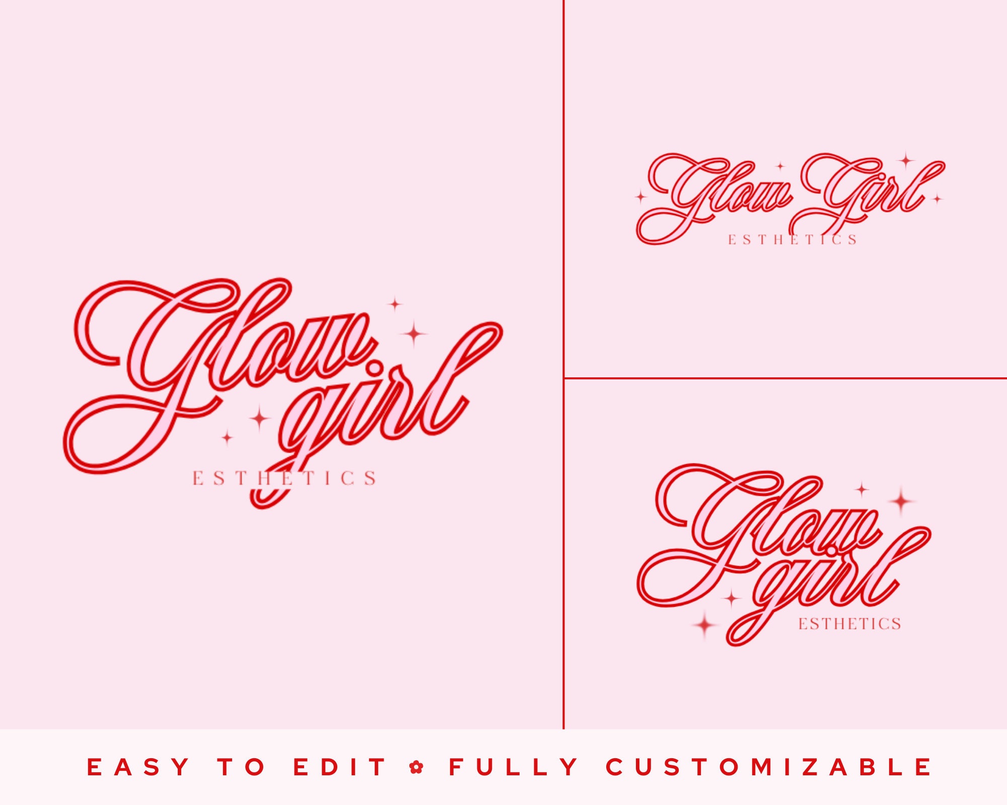 Pink Logo Design Canva Template, Salon Custom DIY Logo Kit Package ...
