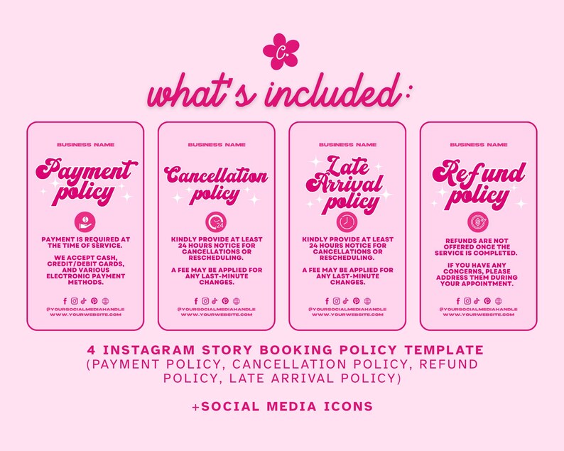 Pink Booking Policy Template Canva, Instagram Story Payment Policy ...