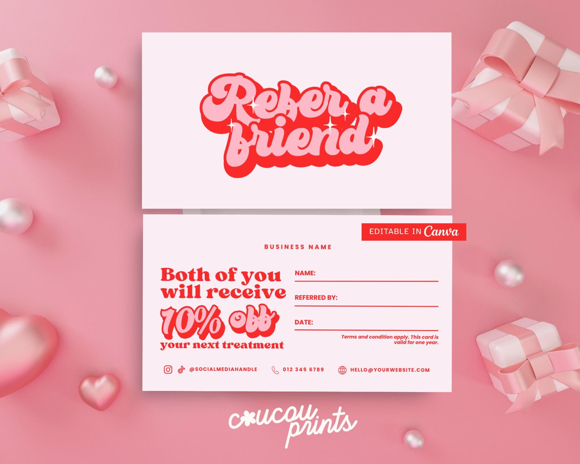 Referral Card Template, Printable Refer a Friend Template, Loyalty ...