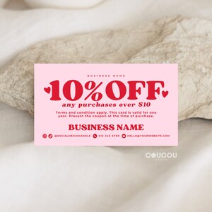 Editable Coupon Card Canva Template, Printable Business Promo Card ...