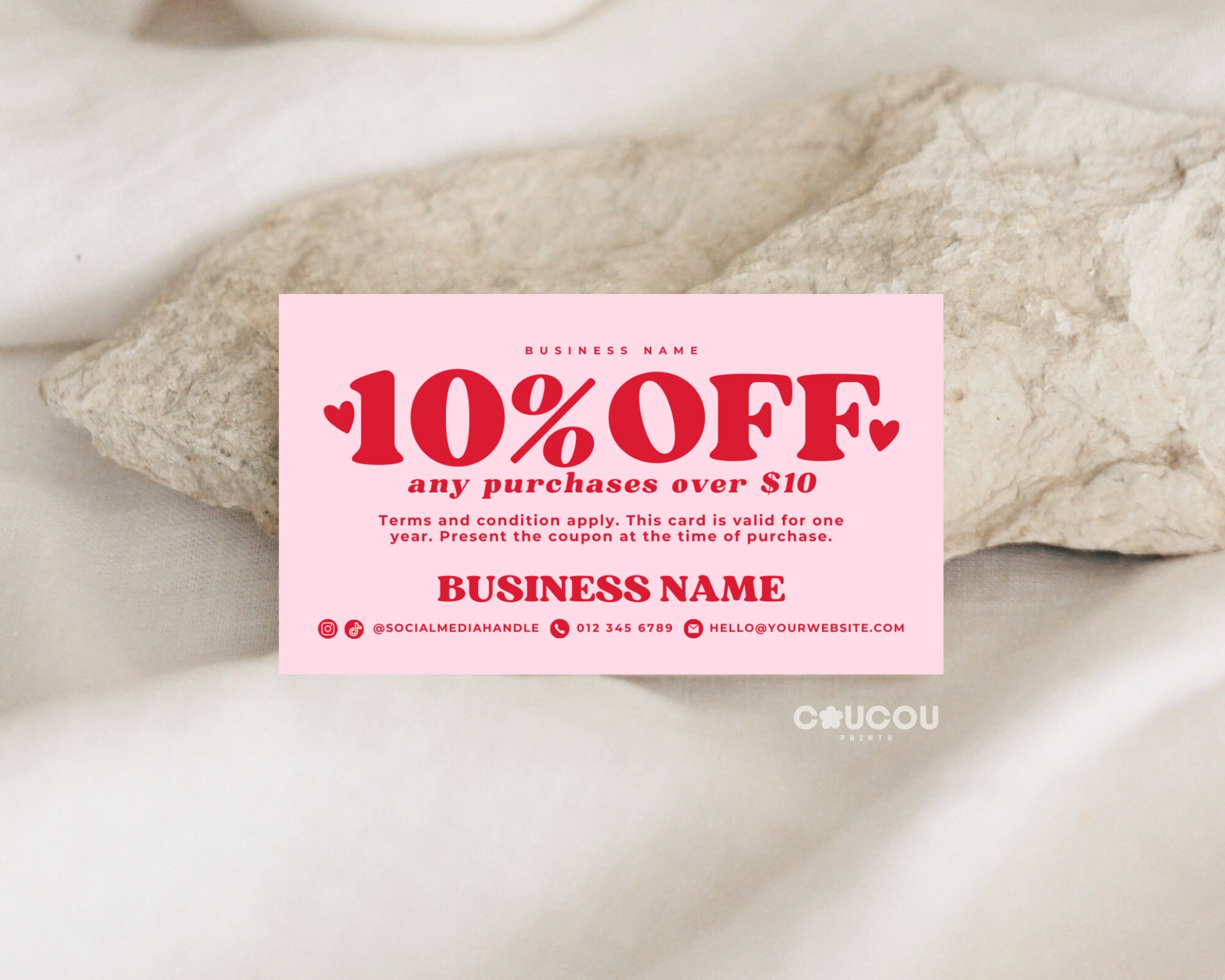 Editable Coupon Card Canva Template, Printable Business Promo Card ...