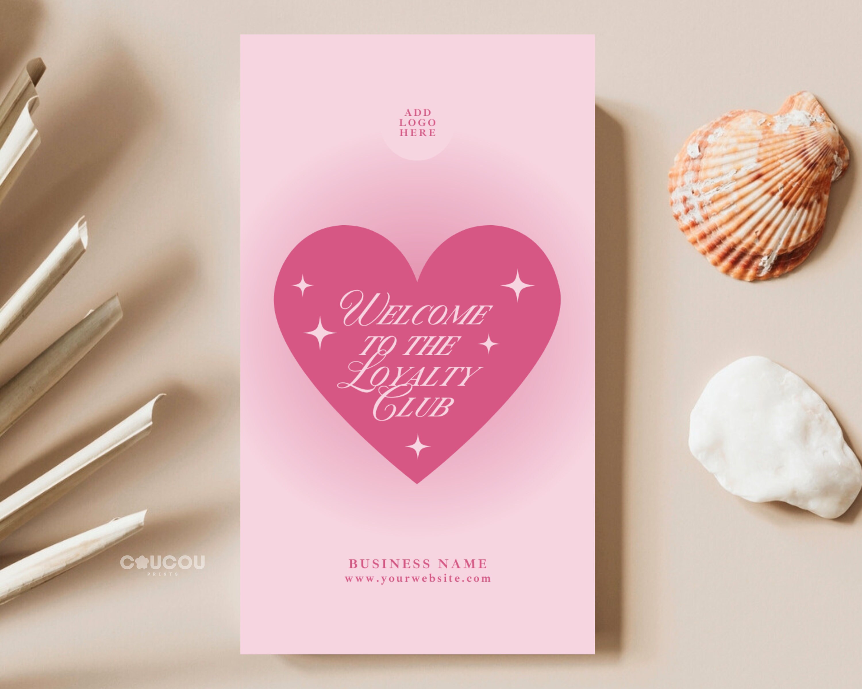 Pink Loyalty Card Template Canva Editable Customer Punch - Etsy UK