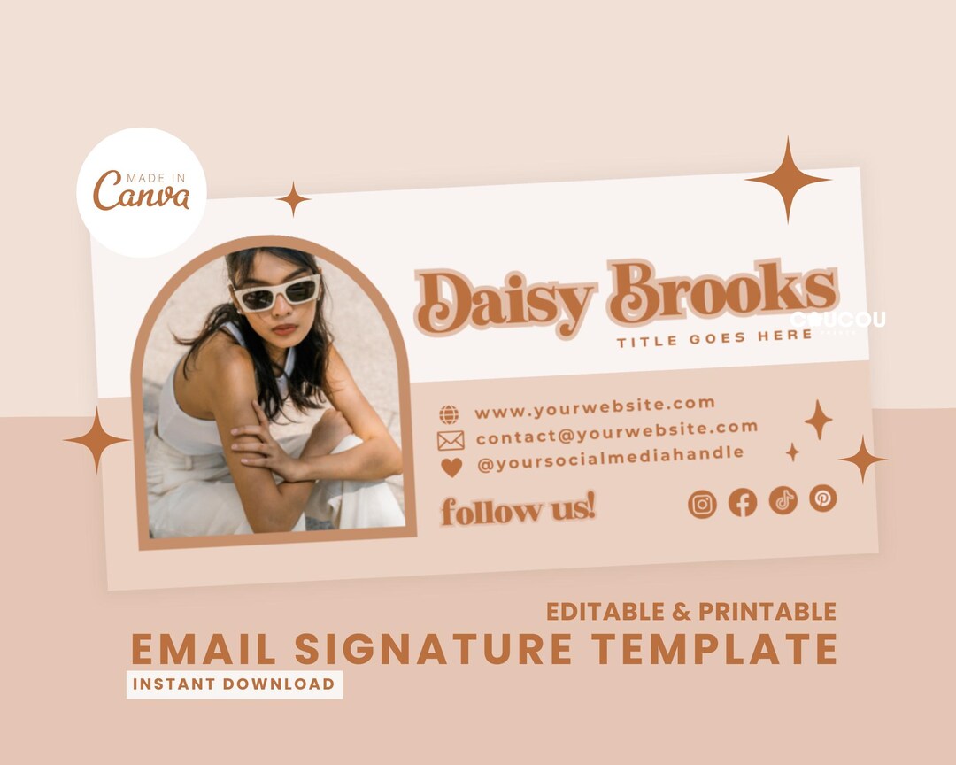 Retro Email Signature Template, Gmail Outlook Email Signature, DIY ...