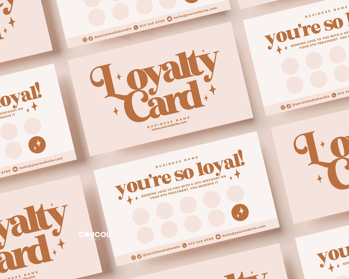 Retro Loyalty Card Template Canva, Printable Rewards Card Design, DIY ...