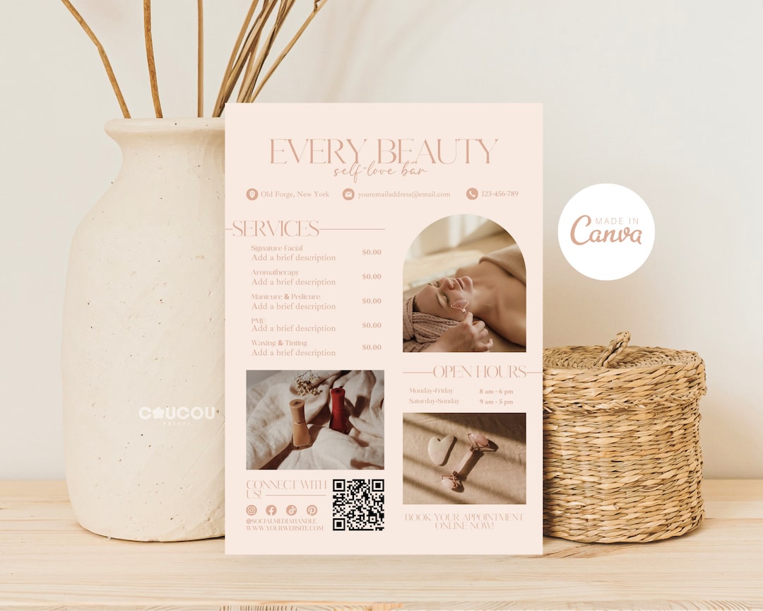 Esthetician Flyer, Esthetician Brochure Template, Premade Facial ...