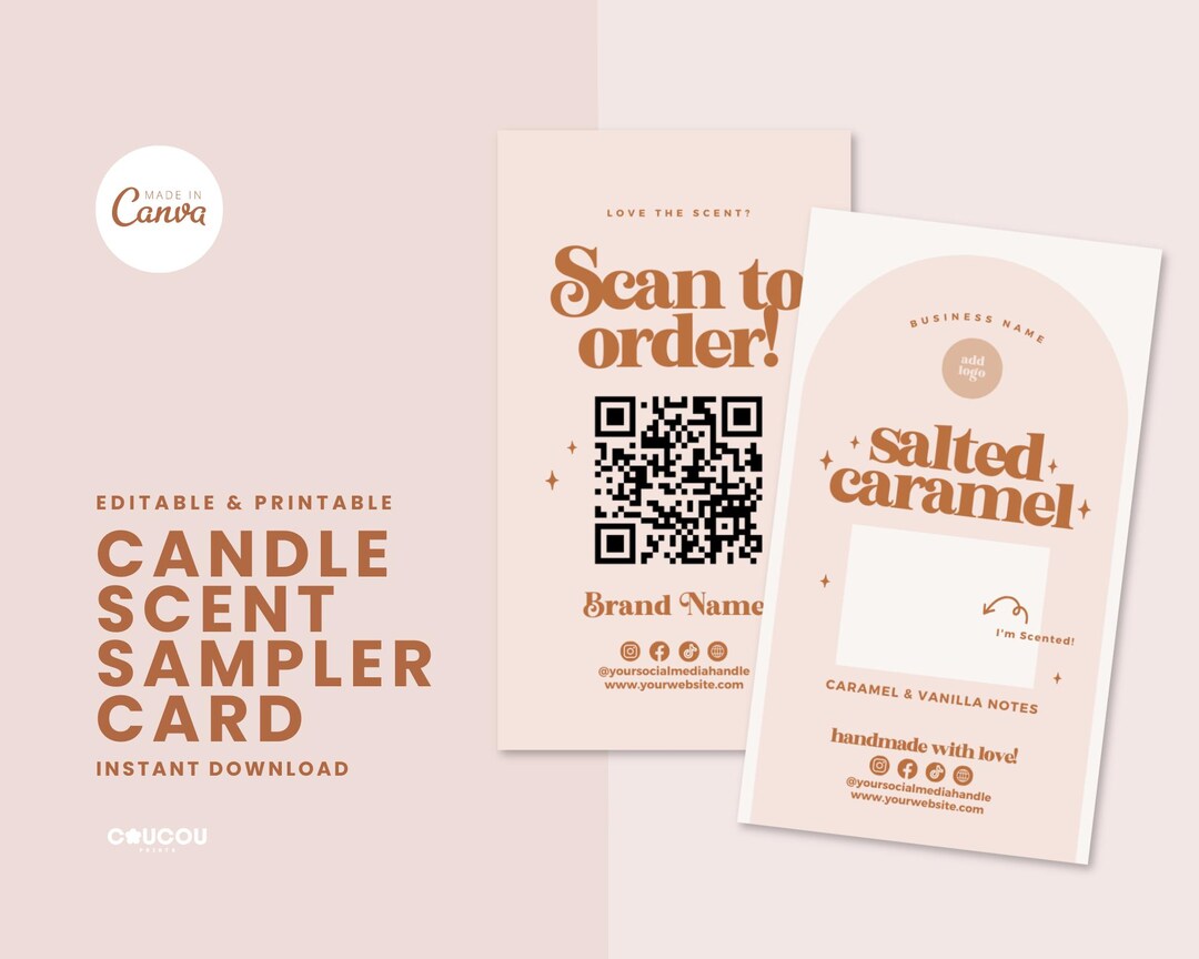 Candle Scent Sampler Card Template, Printable Candle Sample Insert ...
