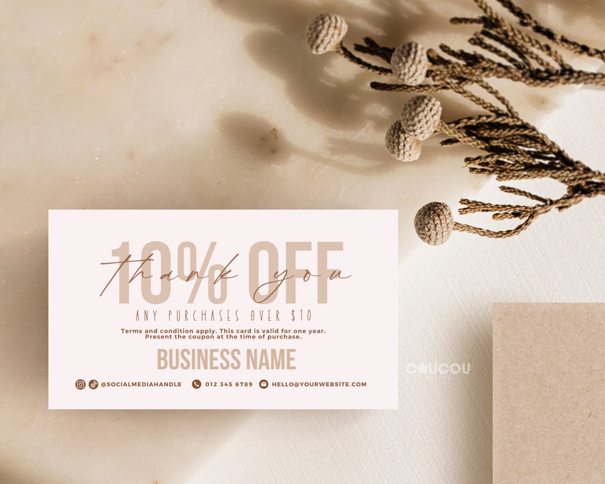 Editable Coupon Card Canva Template, Printable Business Promo Card ...